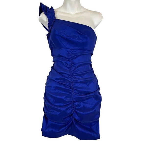 Hailey Logan | Dresses | Hailey Logan By Adrianna Papell Womens One Shoulder Cobalt Blue Formal ...